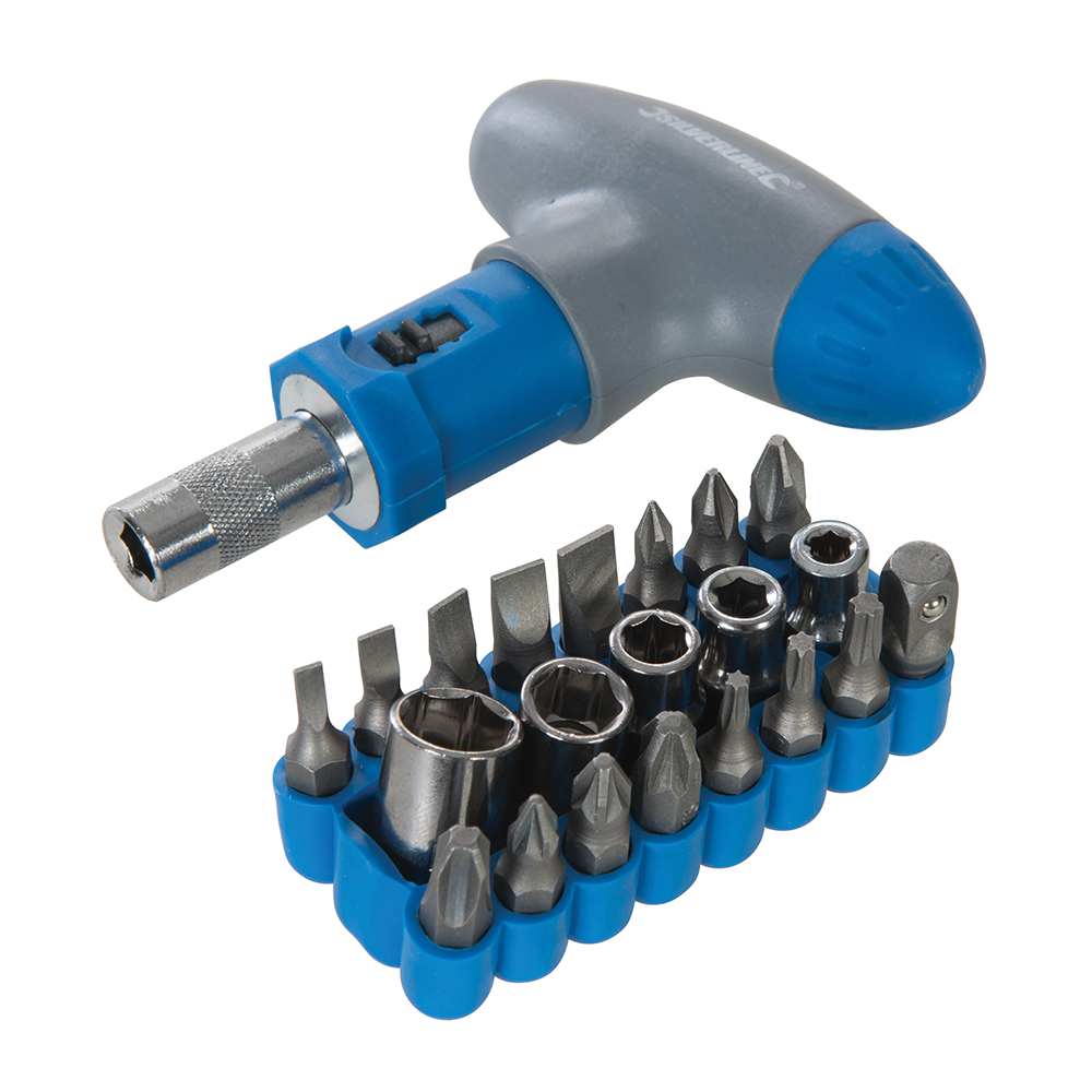 Toolstream Ltd | Silverline T-Handle Ratchet Screwdriver Set 22pce