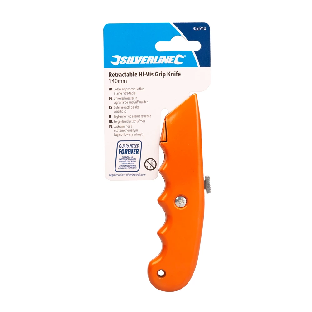 Toolstream Ltd | Silverline Retractable Hi-Vis Grip Knife