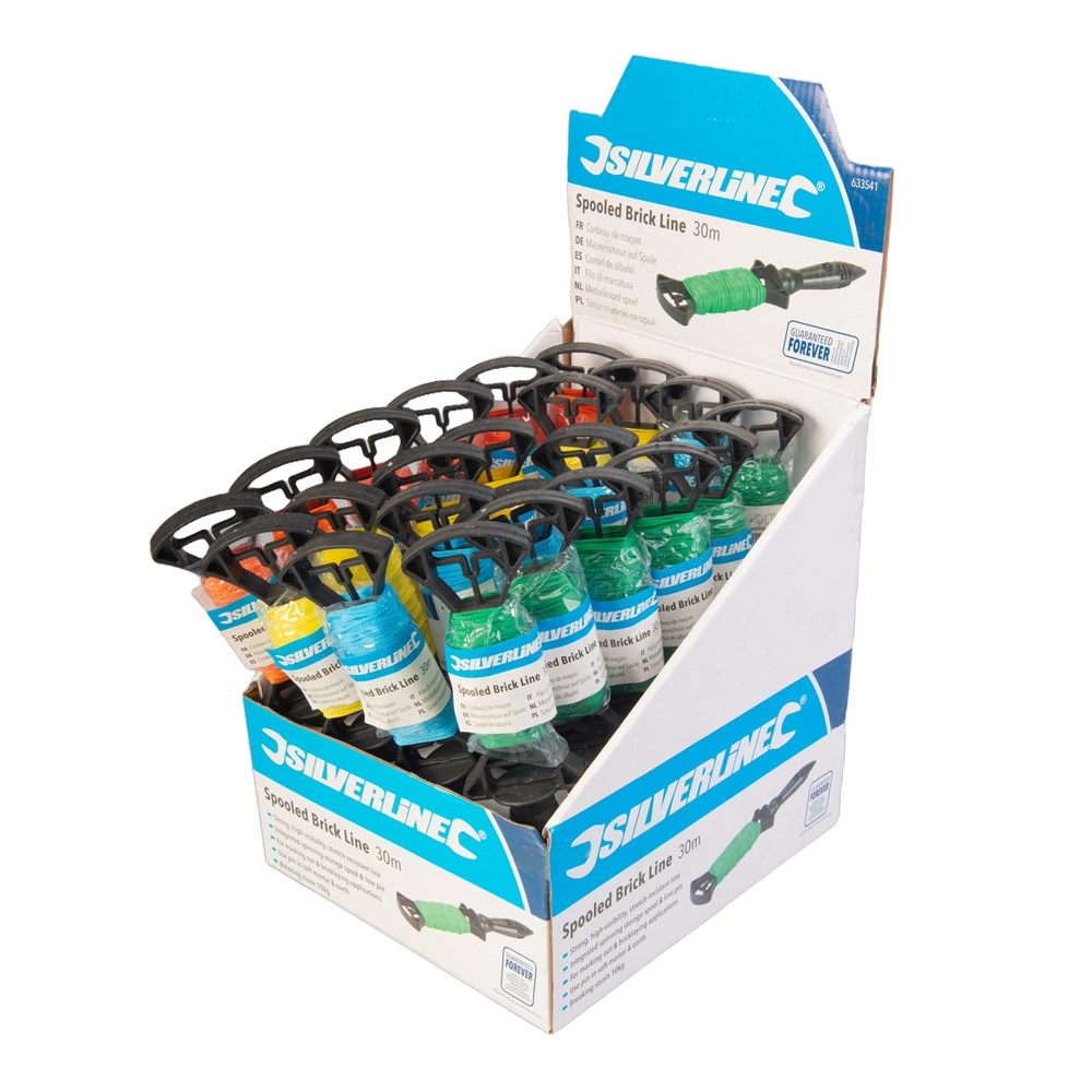 Toolstream Ltd | Silverline Spooled Brick Line Display Box 24pce
