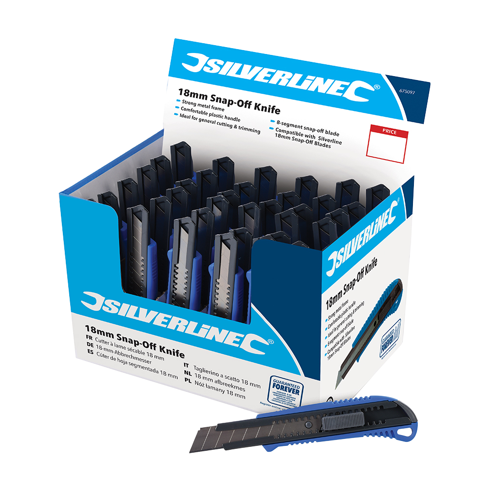 Toolstream Ltd | Silverline 18mm Snap-Off Knife Display Box 36pce