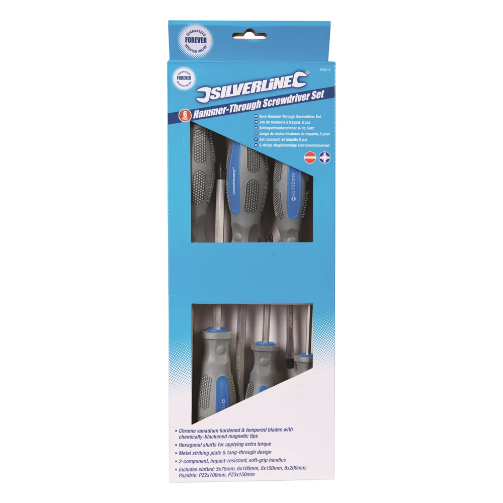 Toolstream Ltd | Silverline Hammer-Through Screwdriver Set 6pce