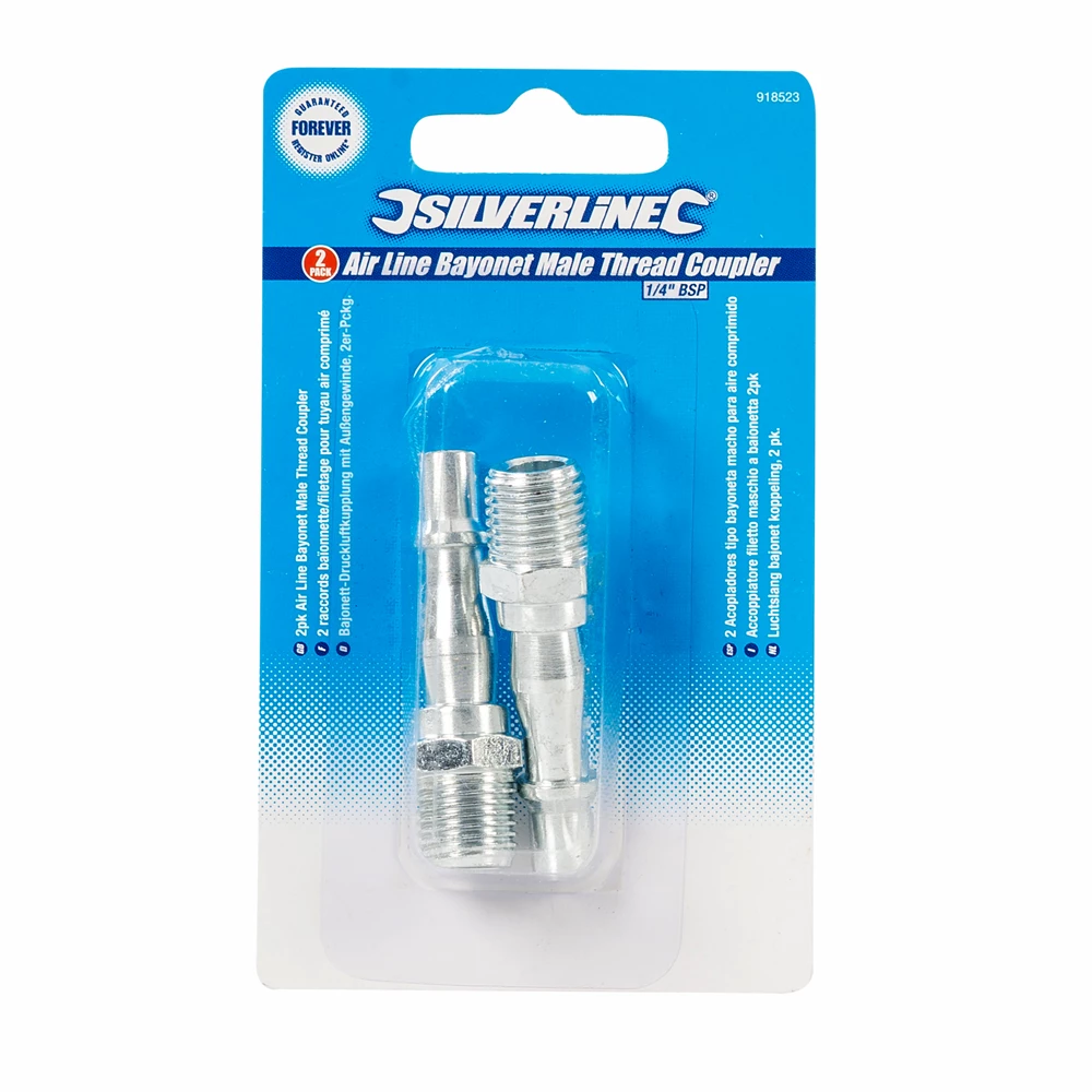 Toolstream Ltd | Silverline Air Line Bayonet Male Thread Coupler 2pk
